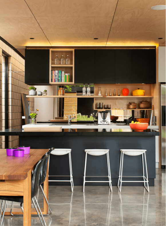 black-and-natural-wood-kitchen-design-benjamin-moore-black-ink-min ...