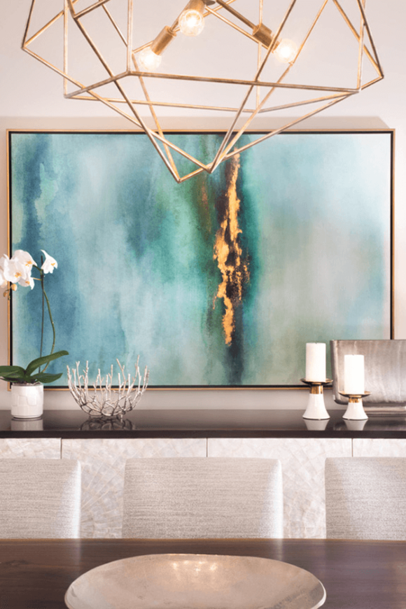 turquoise-teal-and-gold-abstract-wall-art-sherwin-williams-reflecting ...